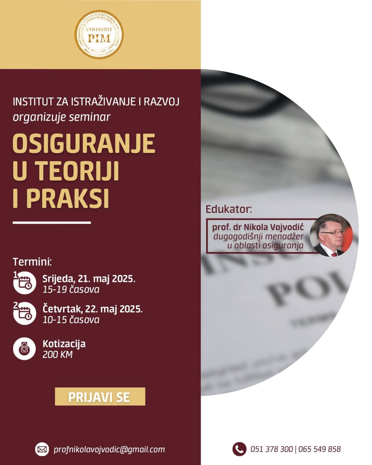 OSIGURANJE U TEORIJI I PRAKSI – Univerzitet PIM
